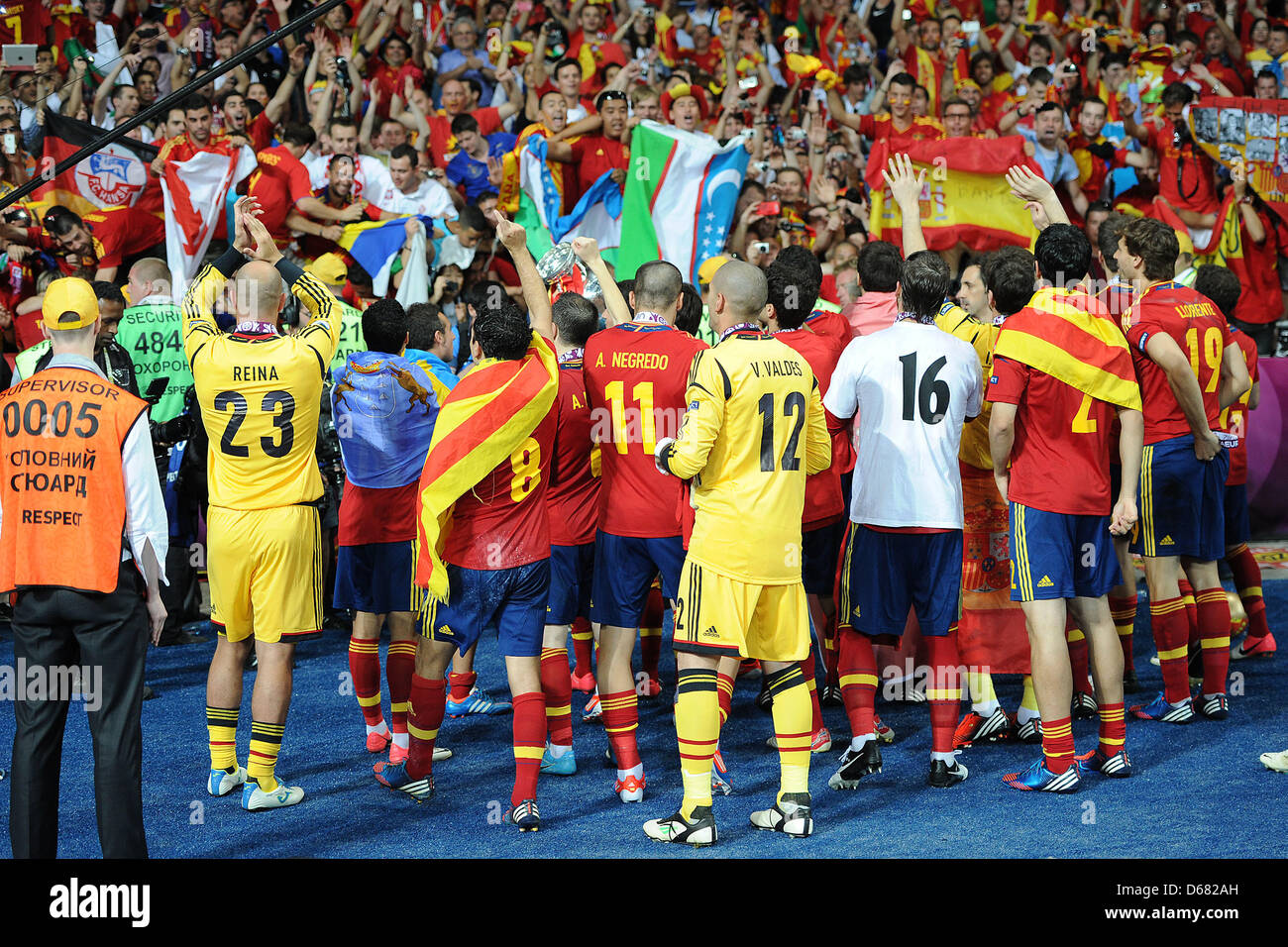 Spain celebrates after the UEFA EURO 2012 final soccer match Spain vs ...