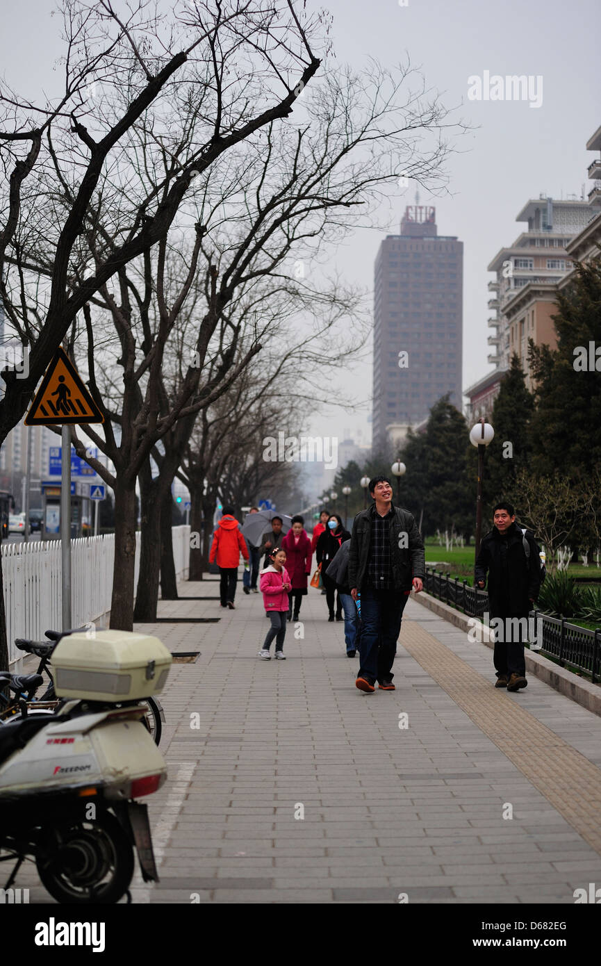 Beijing, China - April 5:View of the pedestrian walkway near Silk Road ...