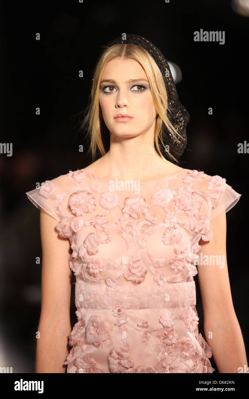 A model wears a creation by German / French designer Karl Lagerfeld as ...