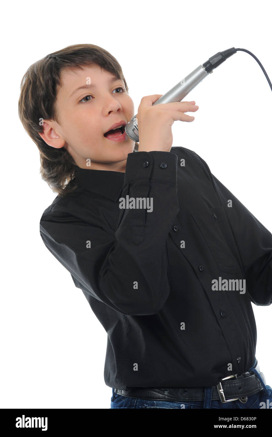 Little boy with microphone Stock Photo - Alamy