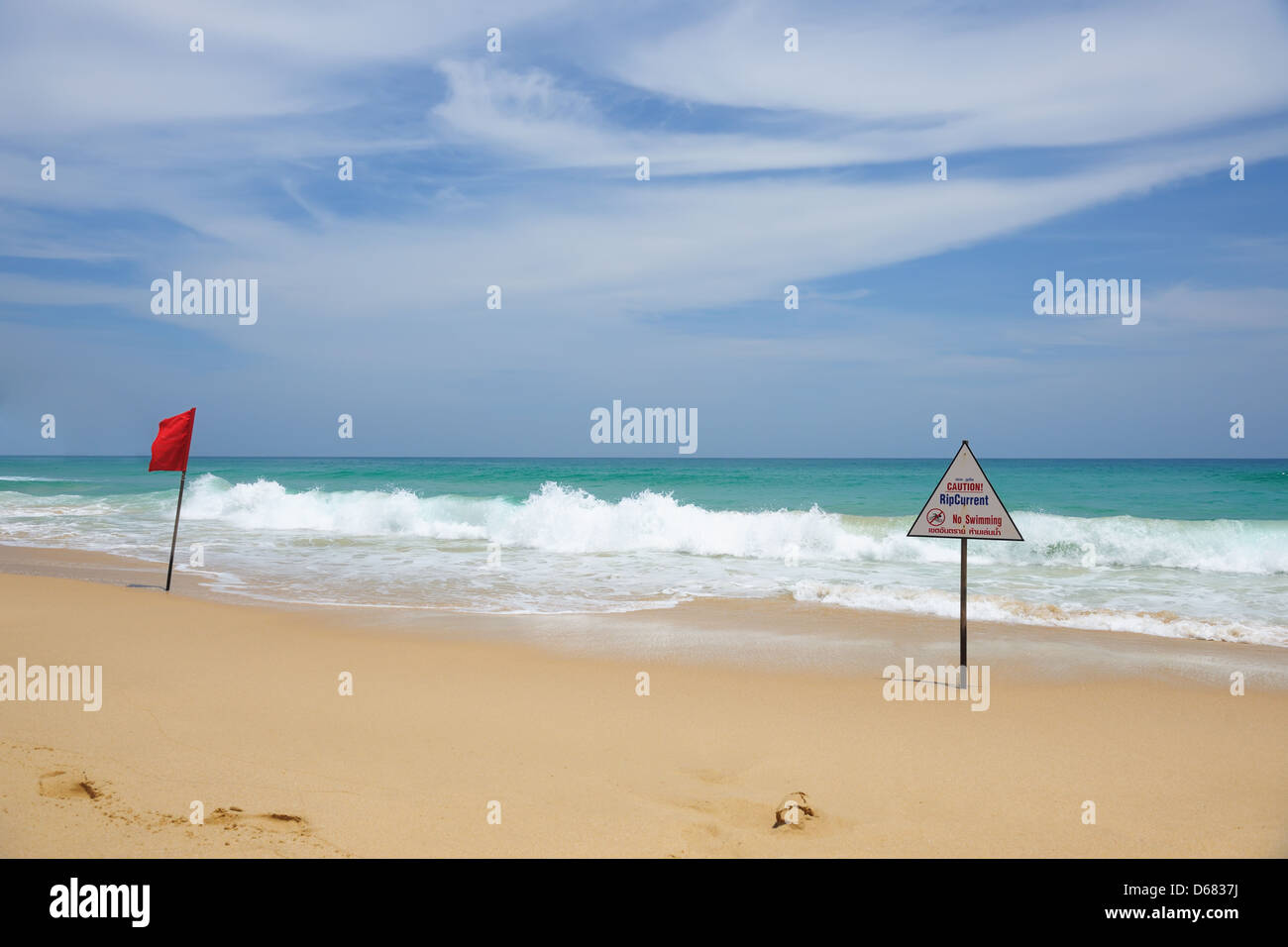 Beach warning sign Stock Photo - Alamy