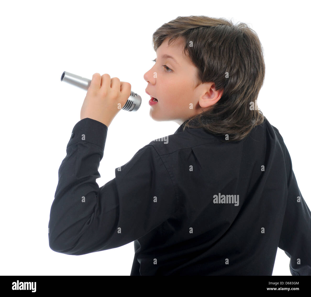 Little boy with microphone Stock Photo - Alamy