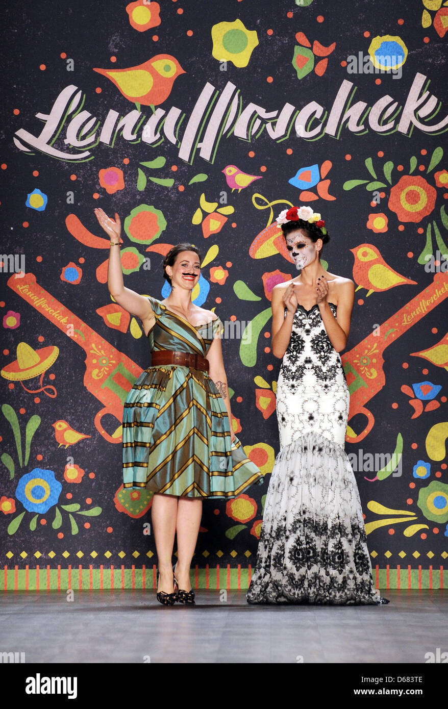 Designer Lena Hoschek (L) attends the Lena Hoschek show during the ...