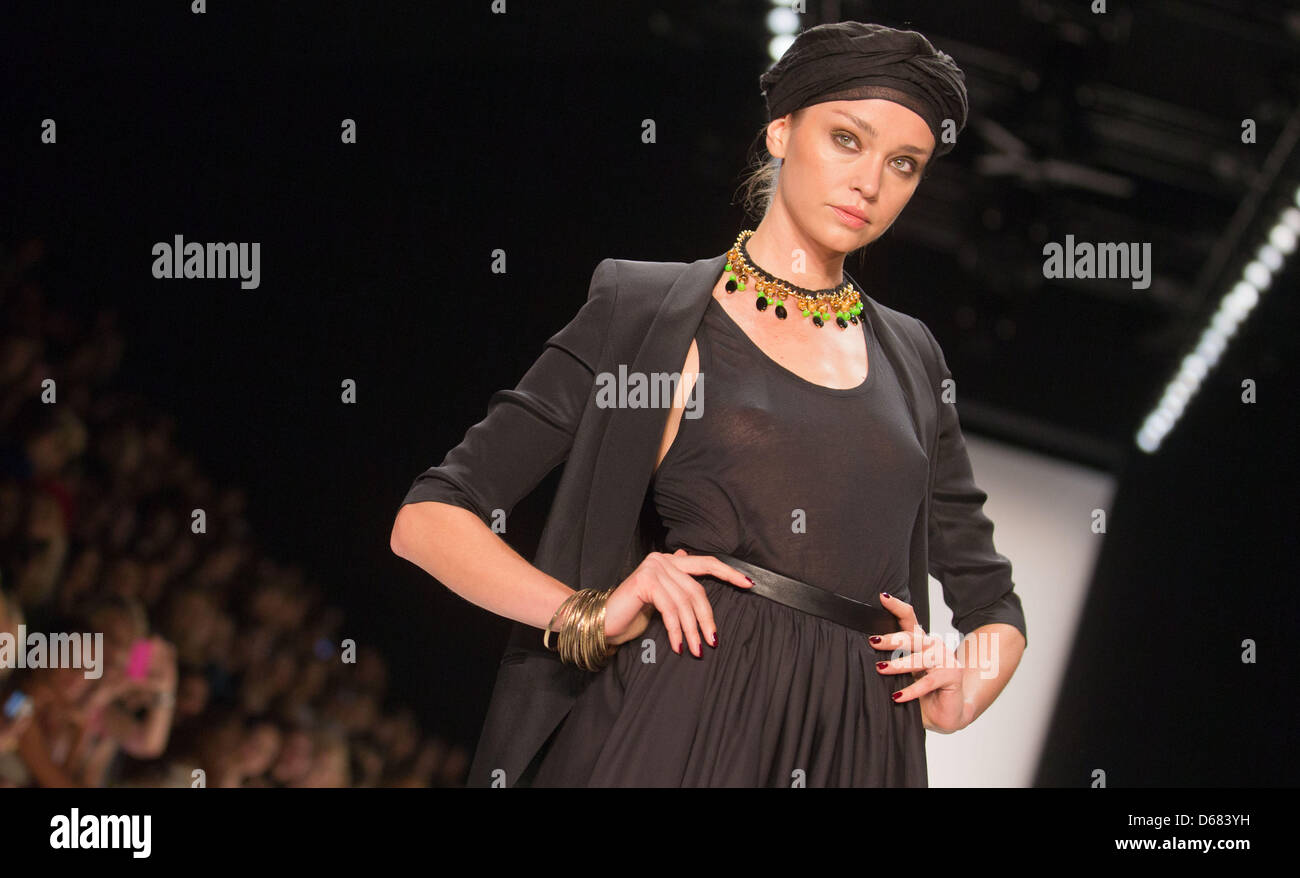 A model presenting a creation of Dimitri during the Mercedes-Benz ...