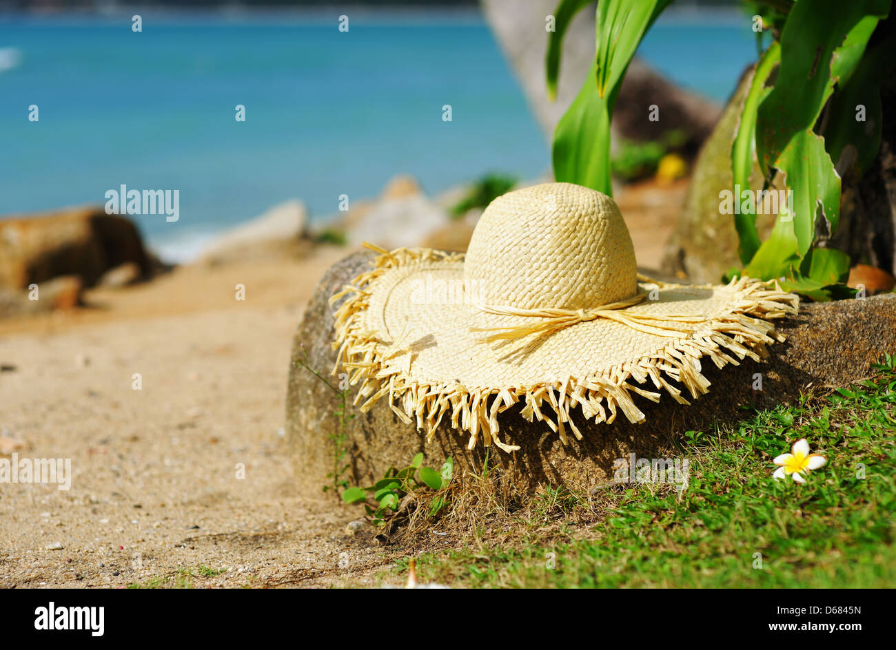 Hat on a beach Stock Photo - Alamy