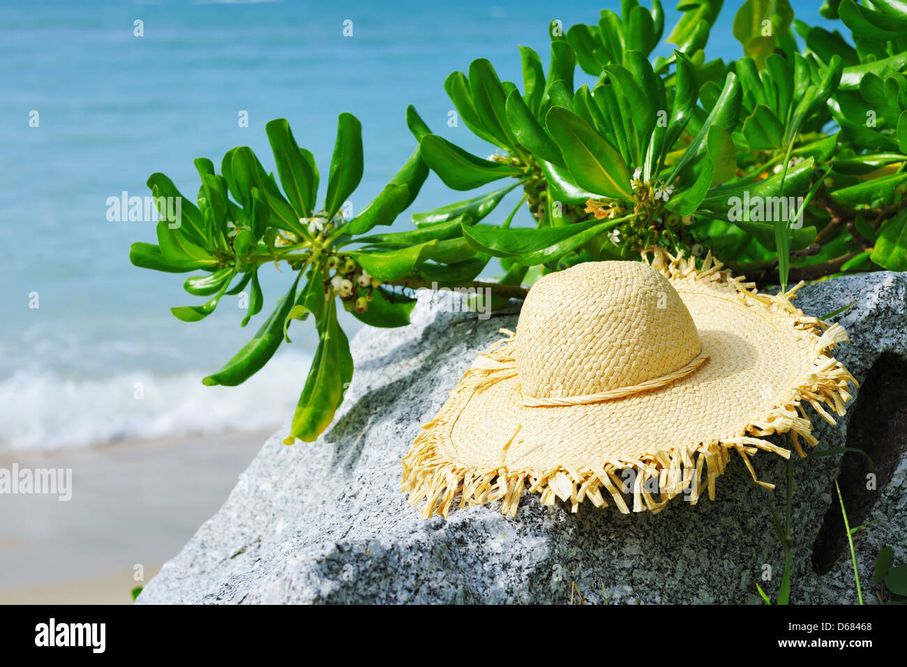 Hat on a beach Stock Photo - Alamy