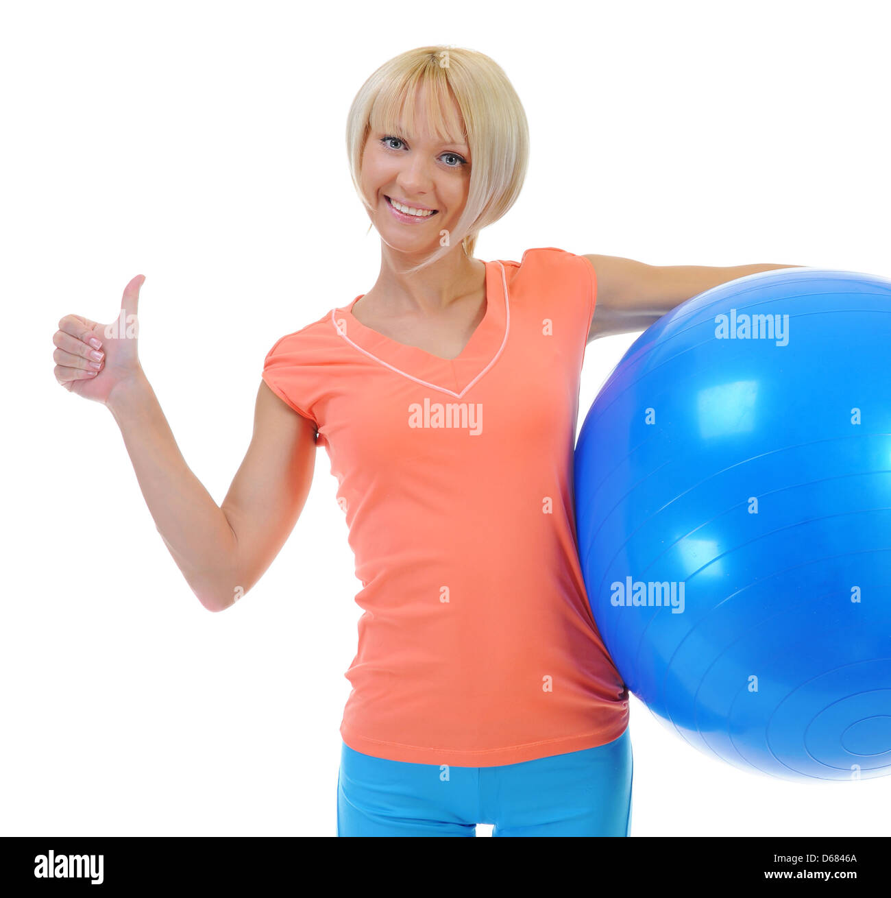 Young woman with blue ball Stock Photo - Alamy