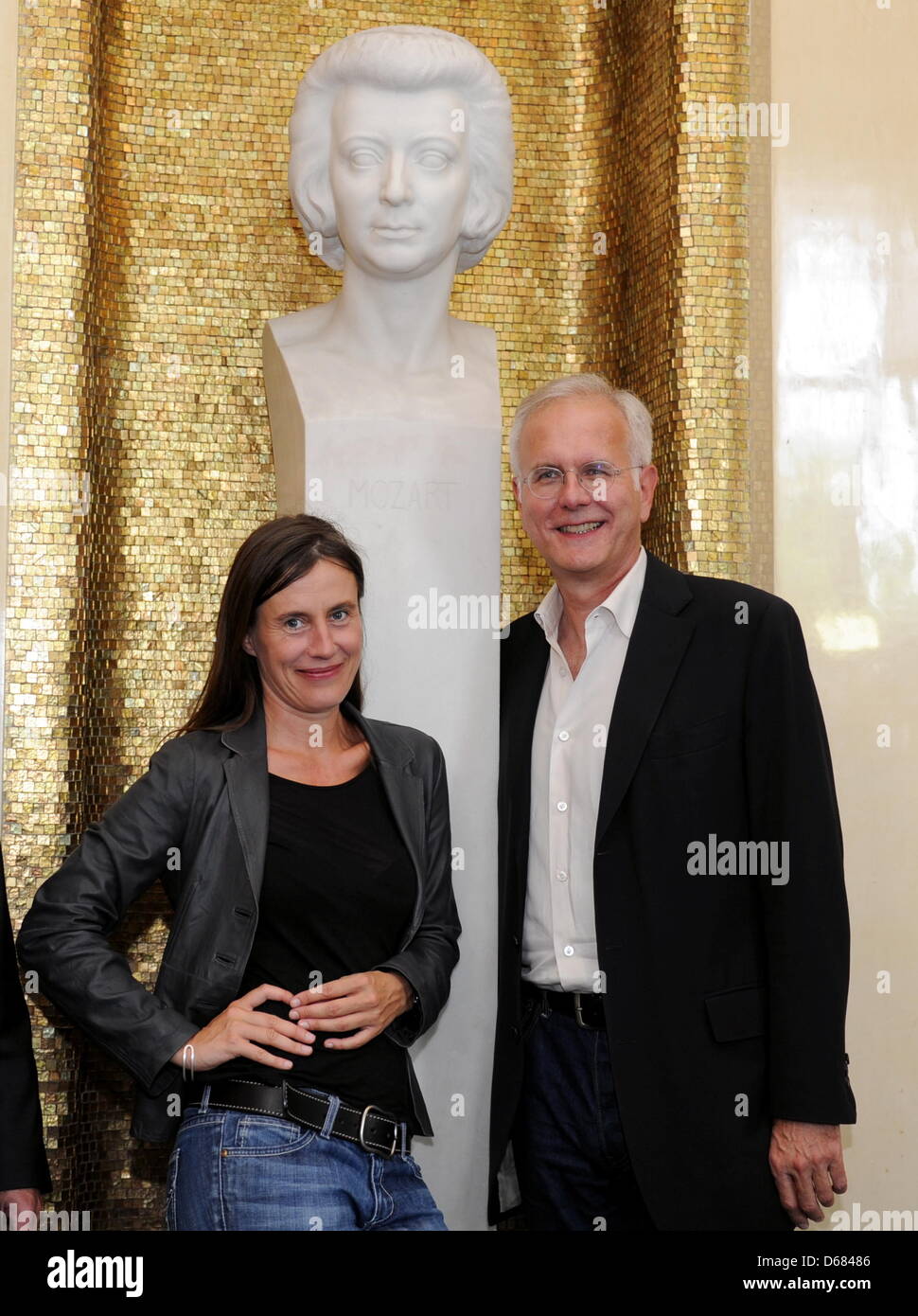 Entertainer Harald Schmidt (R) poses after a press conference with ...