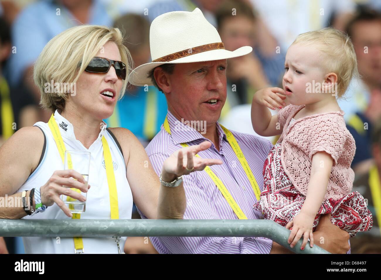 German show jumper Meredith Michaels-Beerbaum sits with her husband ...
