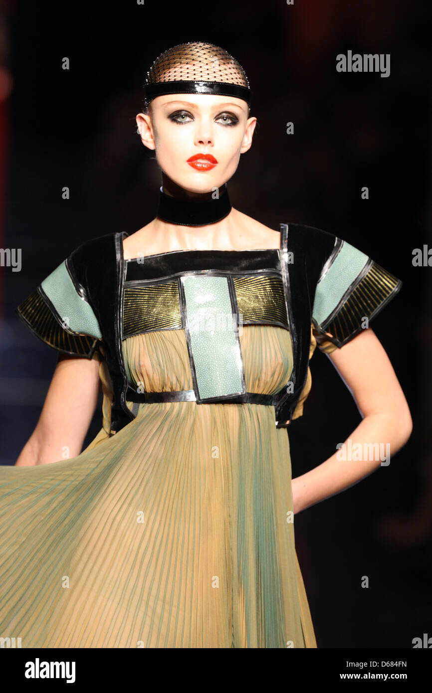 A model wears a creation by French designer Jean Paul Gaultier as part ...