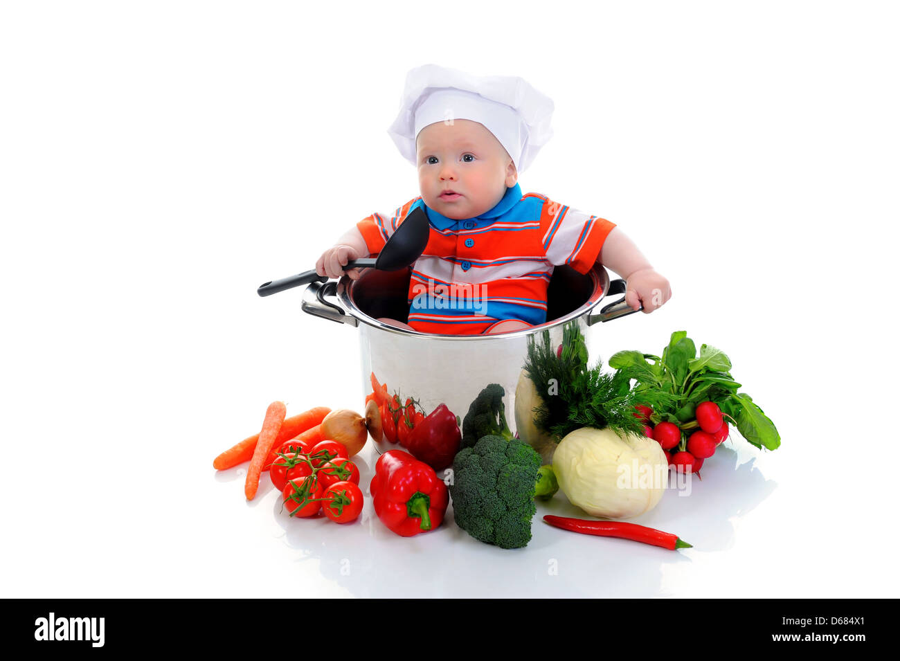 Boy with a pan Stock Photo - Alamy