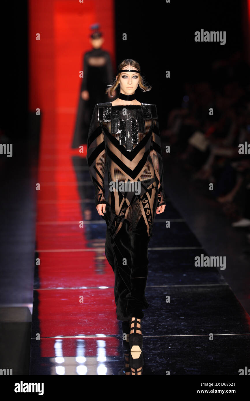 A model wears a creation by French designer Jean Paul Gaultier as part ...
