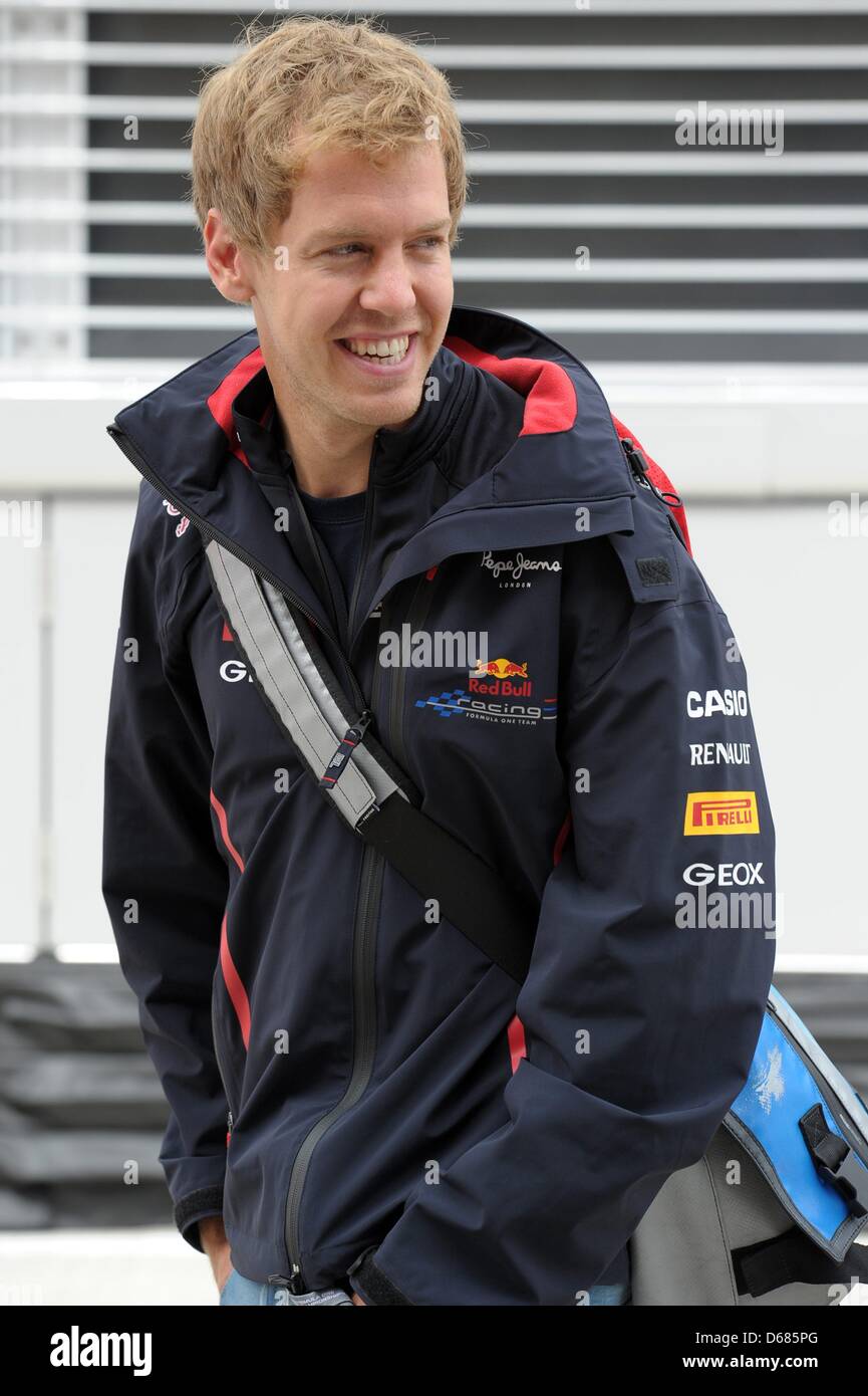 German Formula One driver Sebastian Vettel of Red Bull arrives the ...
