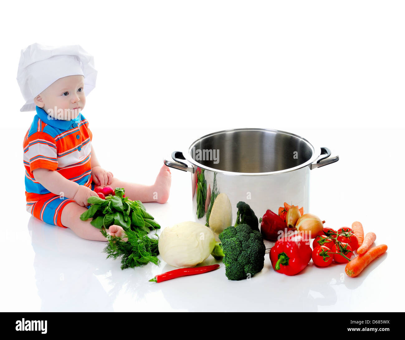 Boy with a pan Stock Photo - Alamy