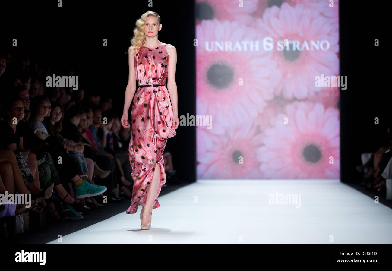 A model presents a creation during the Unrath & Strano show during the ...