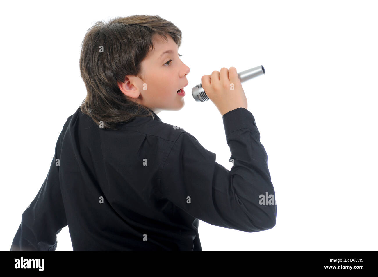 Little boy with microphone Stock Photo - Alamy