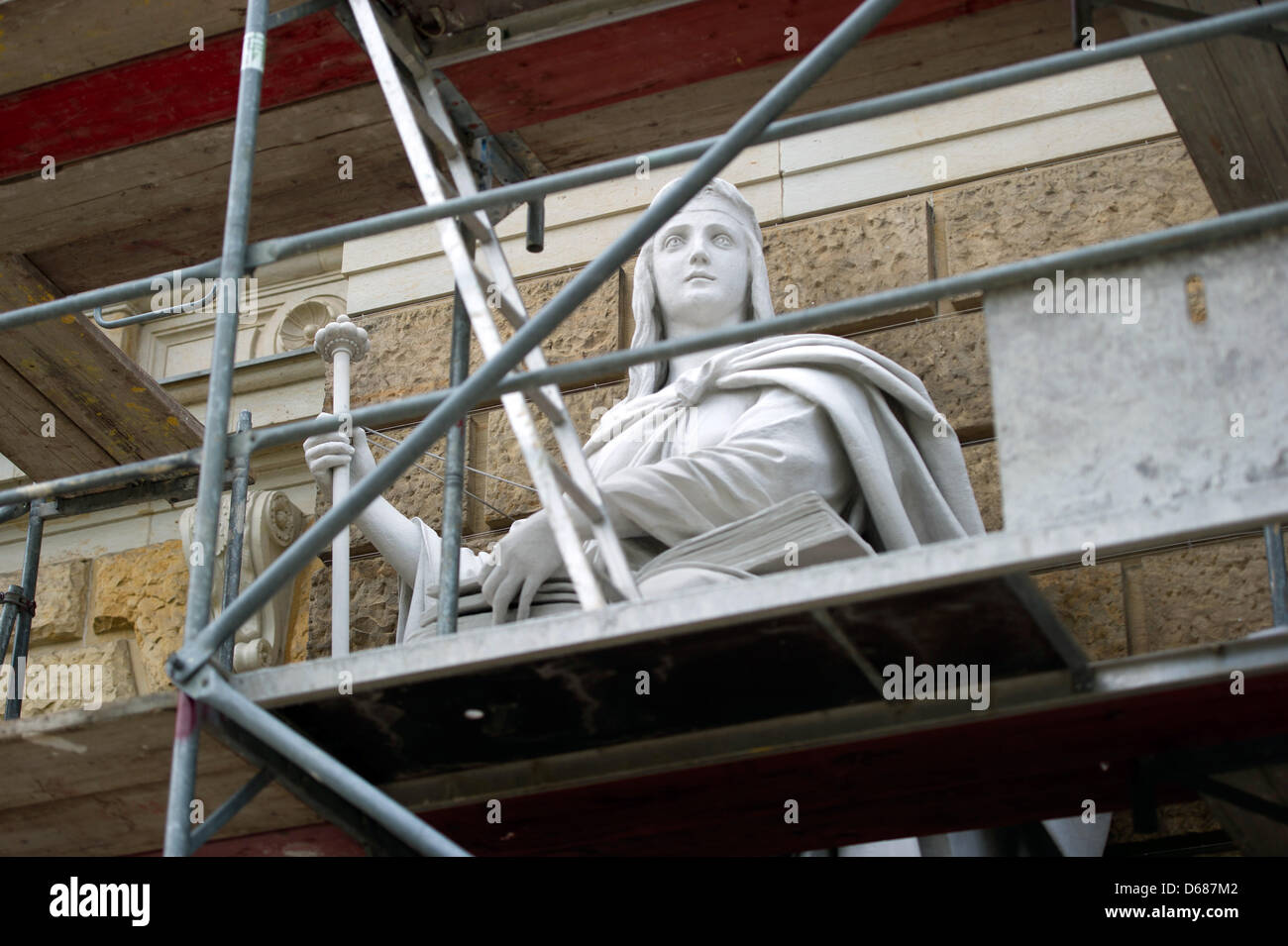 Lady Justice, the personification of justice, is scene behind ...