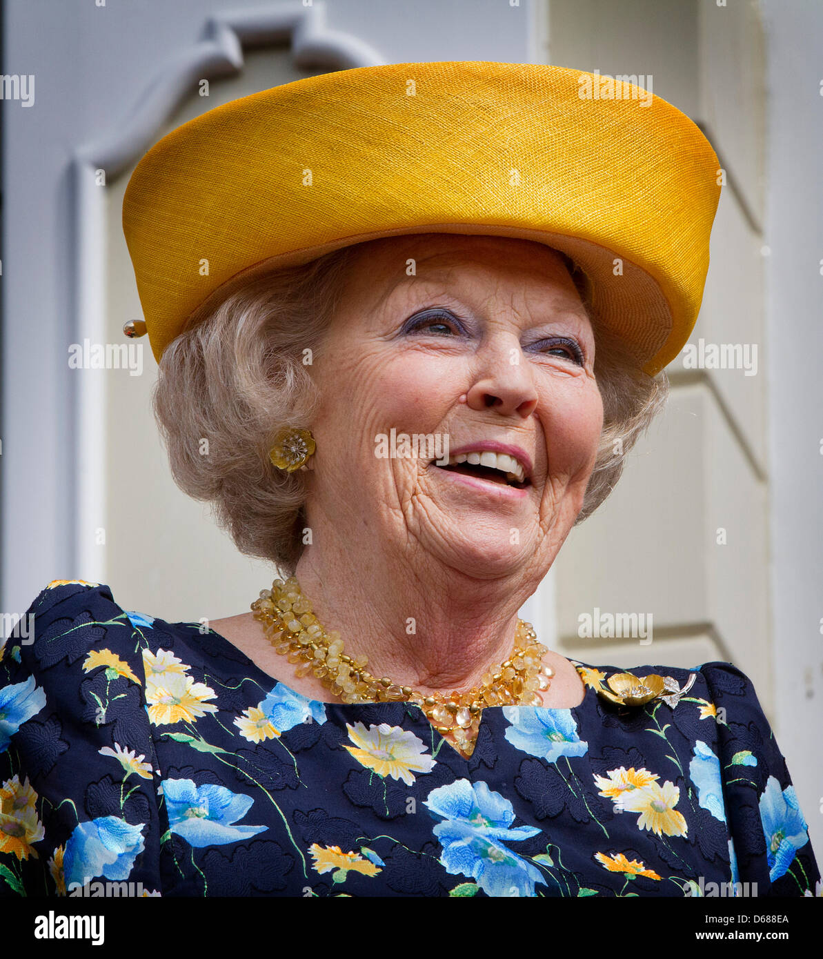 Dutch Queen Beatrix visits Woudsend in the province of Friesland ...