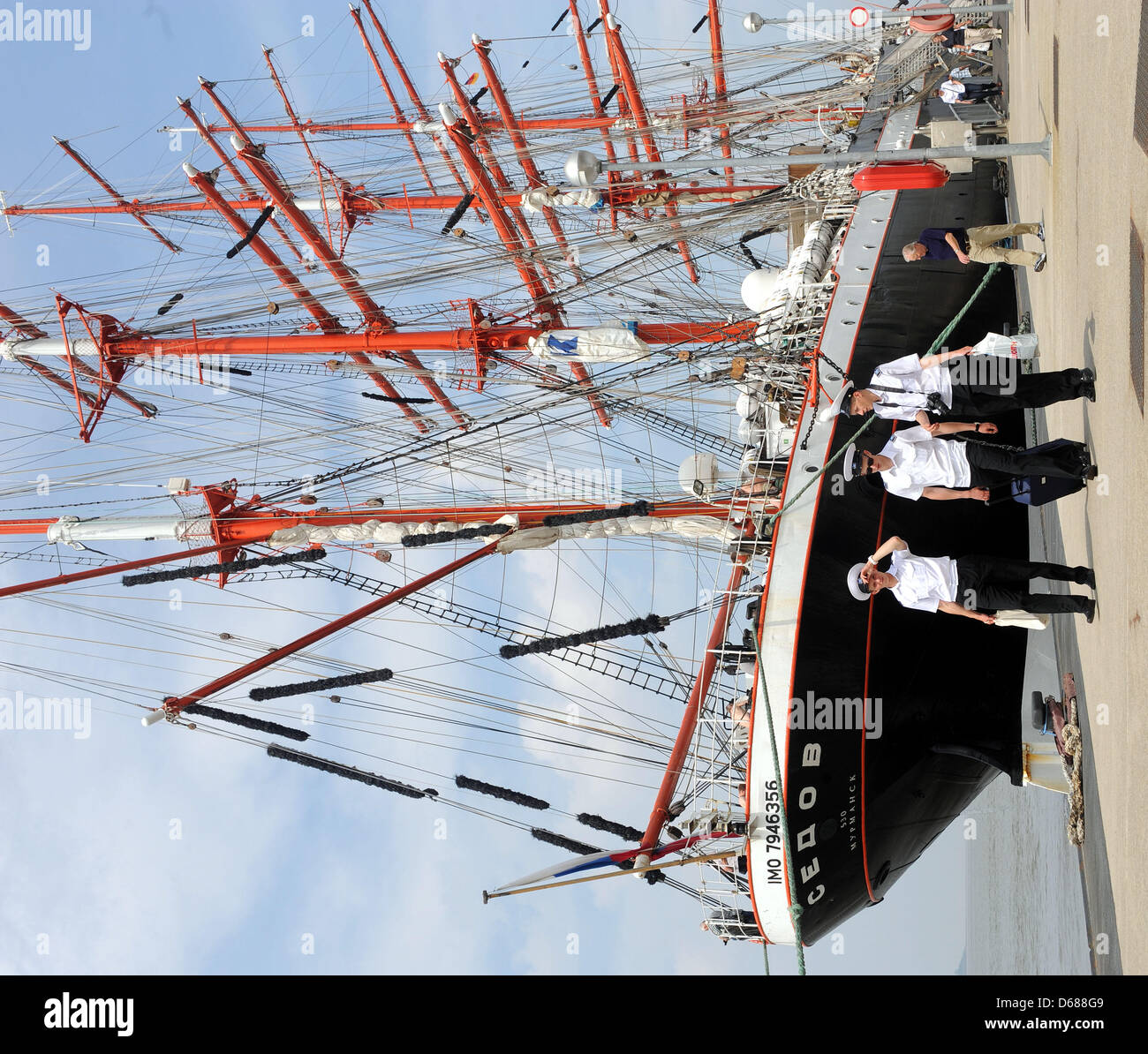 The Russian four-master 'Sedov' is seen in the port of Bremerhaven ...