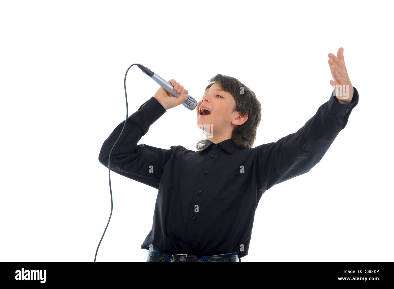 Little boy with microphone Stock Photo - Alamy