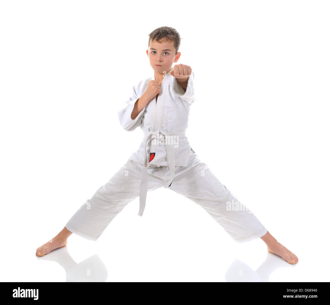 Young boy training karate Stock Photo - Alamy