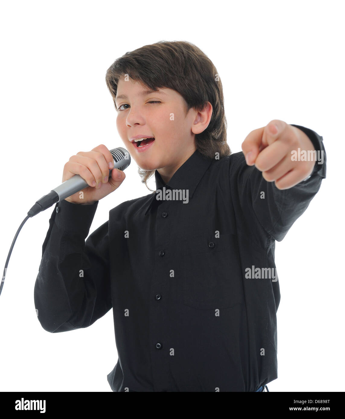 Little boy with microphone Stock Photo - Alamy