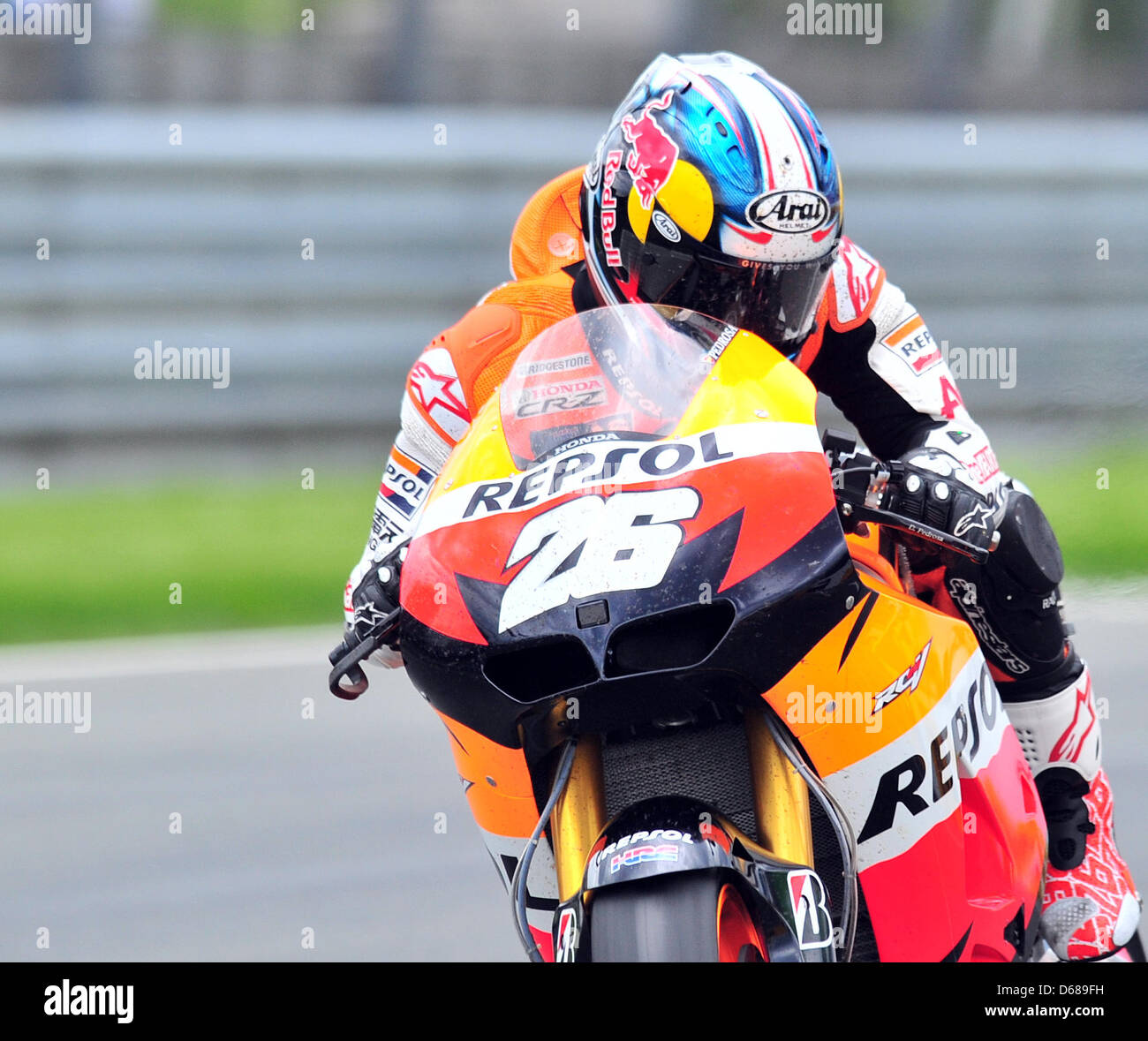 Spanish rider Daniel Pedrosa of Team Repsol Honda races in the German ...