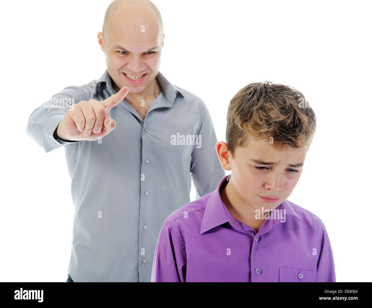 Strict father punishes his son Stock Photo - Alamy