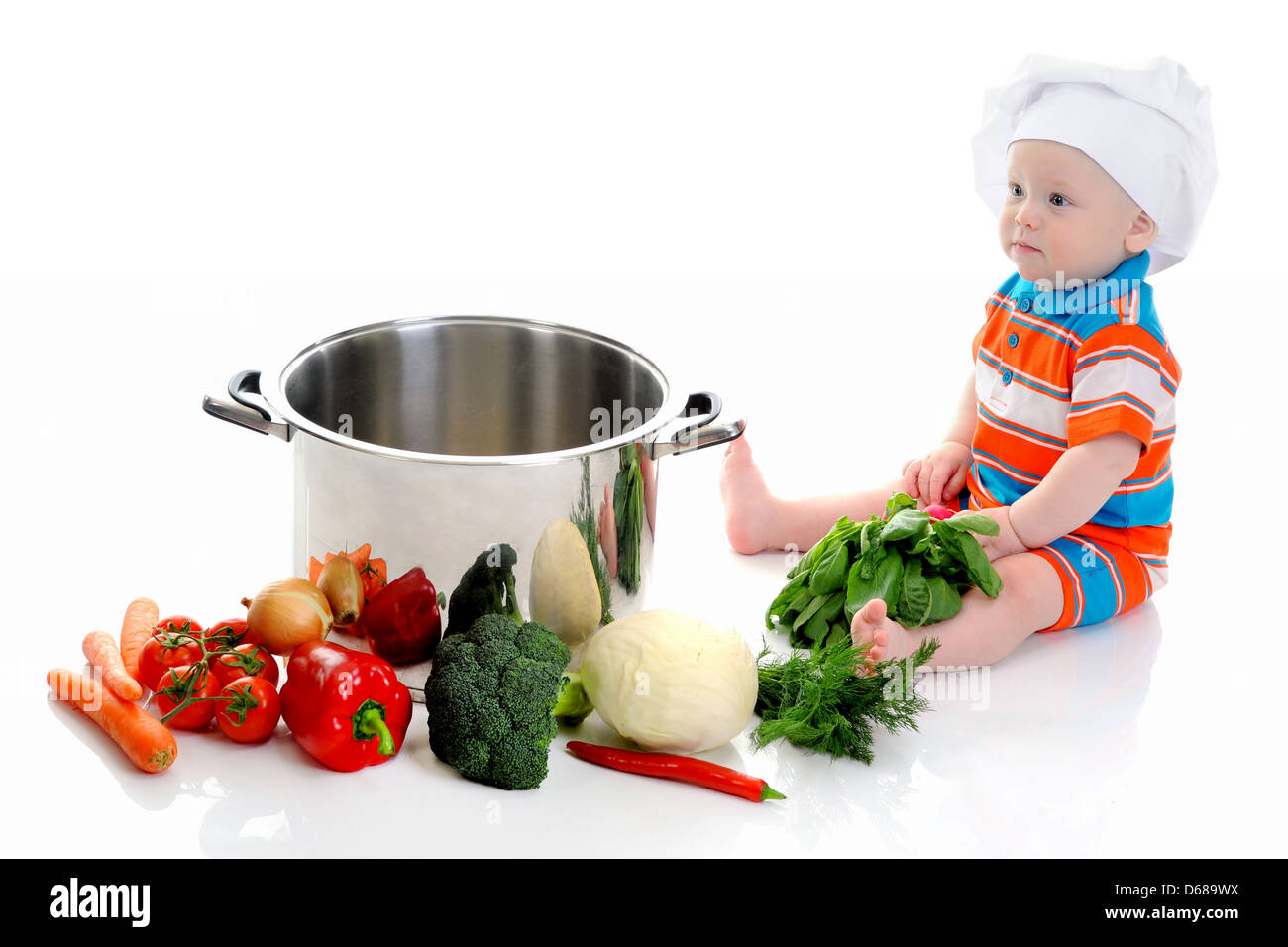 Boy with a pan Stock Photo - Alamy