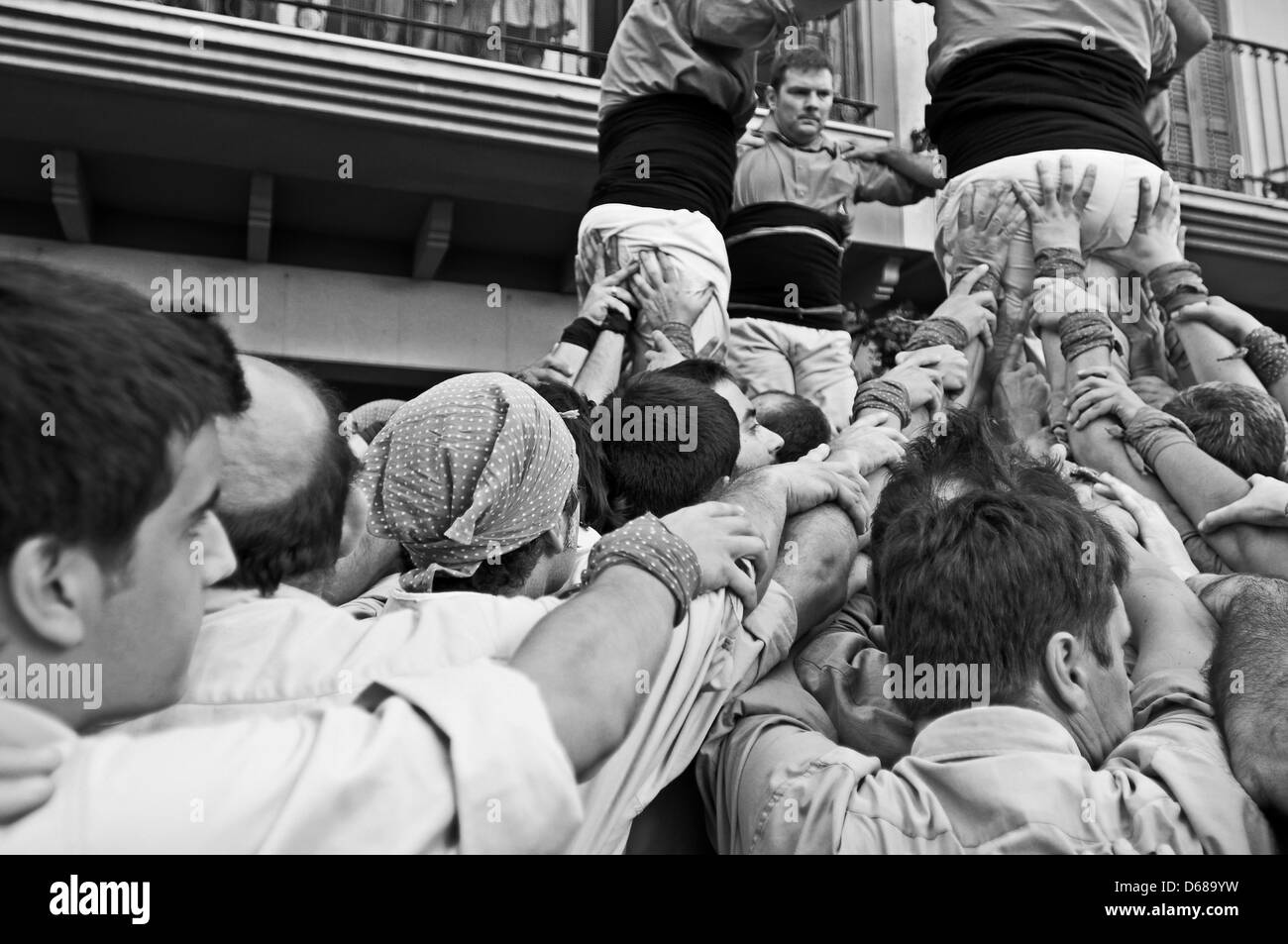 Human towers spain Black and White Stock Photos & Images - Alamy