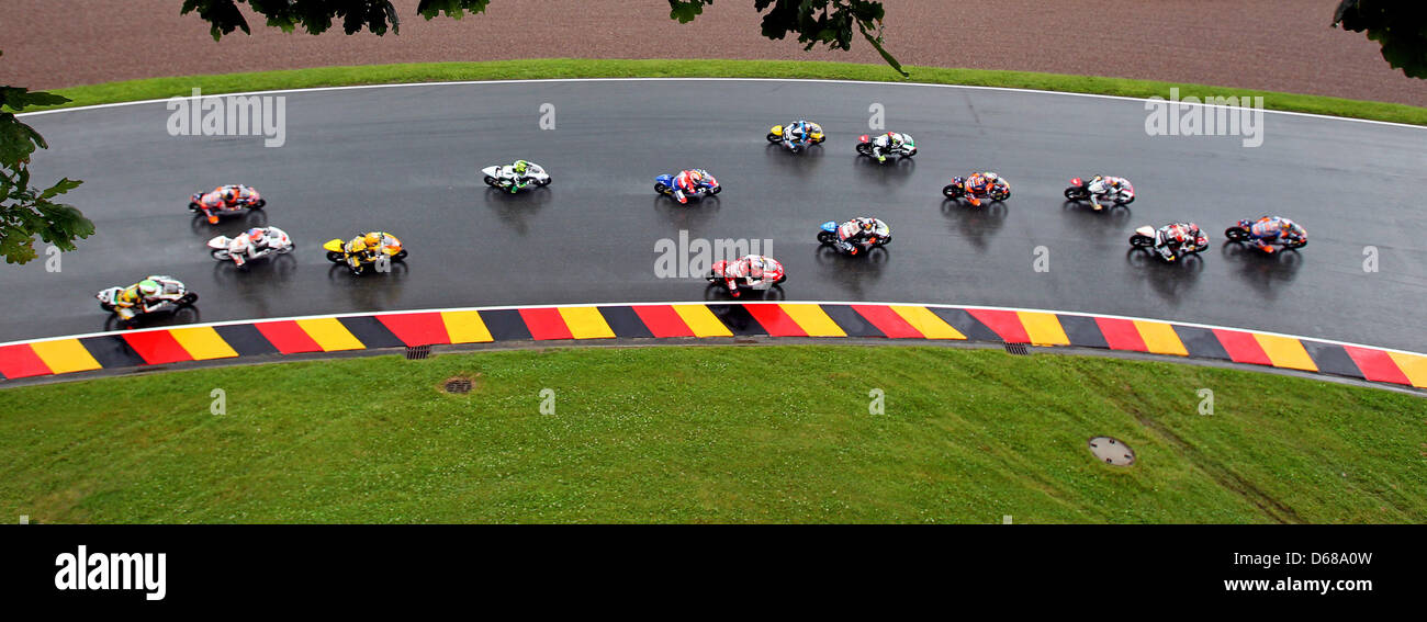 Moto3 riders during the German MotoGP at Sachsenring in Hohenstein ...