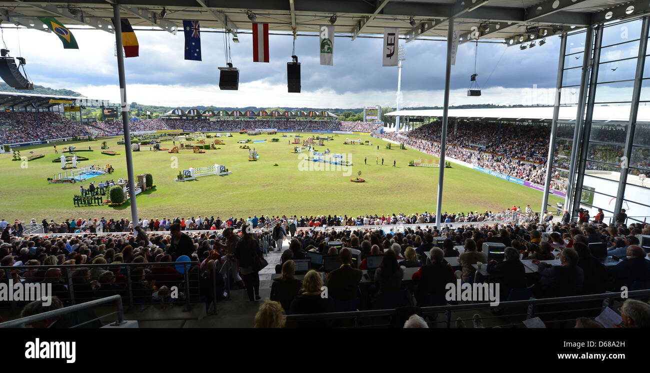 Spectators line the stands at the CHIO World Equestrian Festival in ...