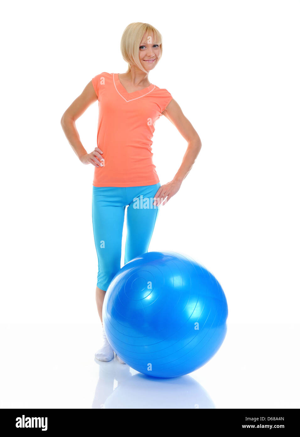 Young woman with blue ball Stock Photo - Alamy