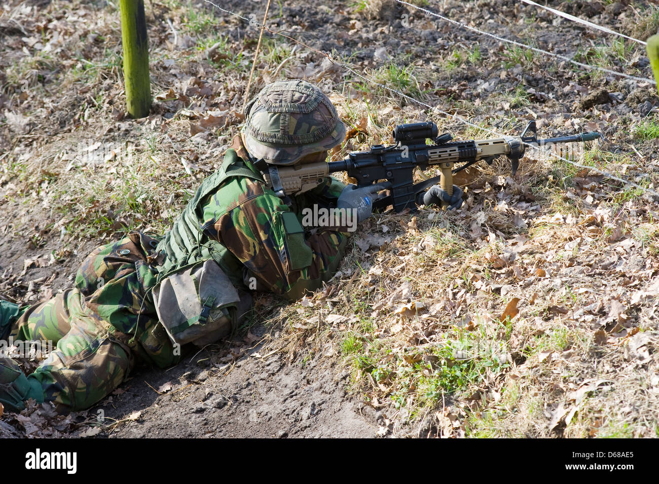 Soldier shooting during military training hi-res stock photography and ...