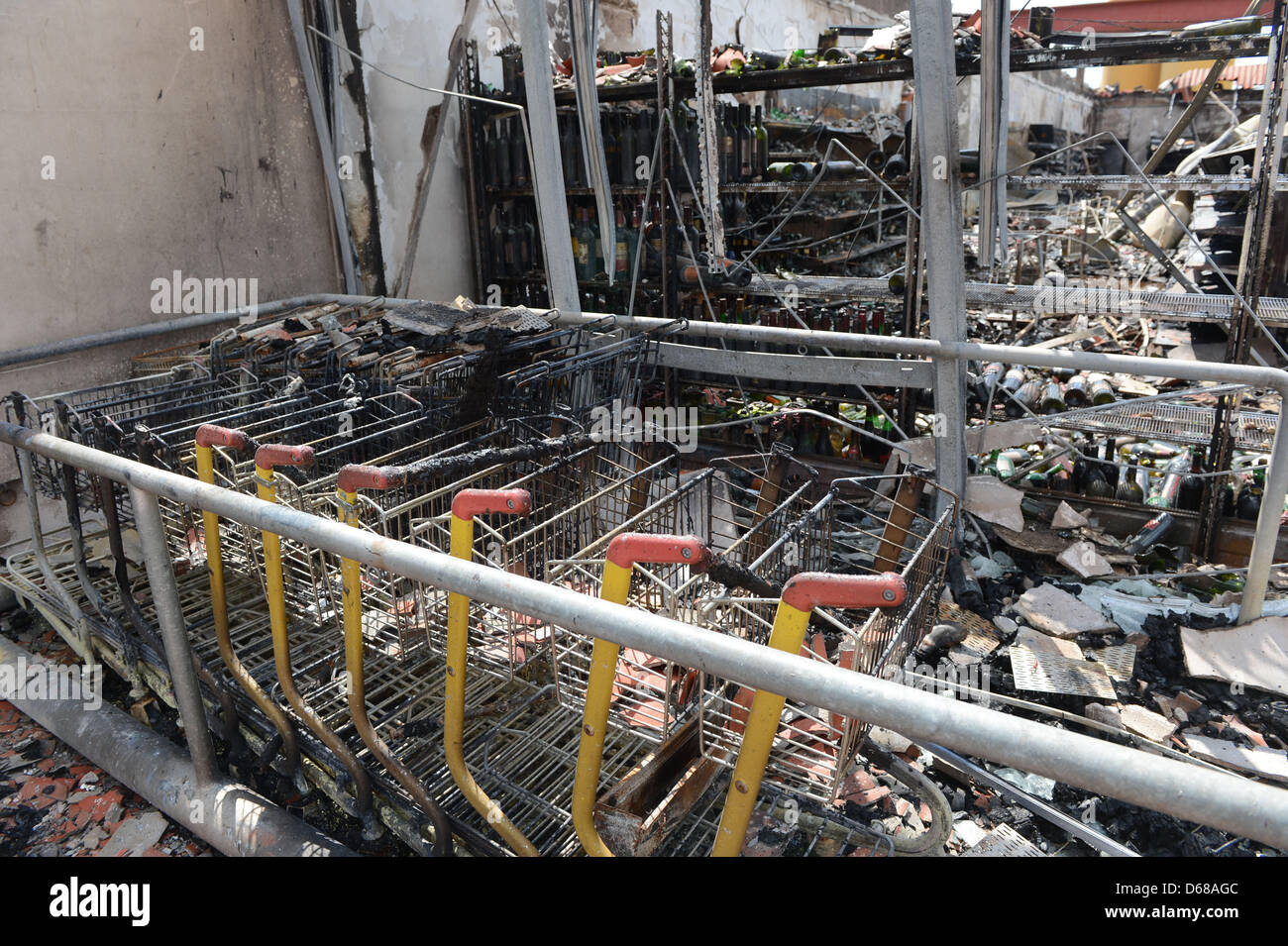 The burnt out shopping centre is seen in Schoeppenstedt, Germany, 09 ...