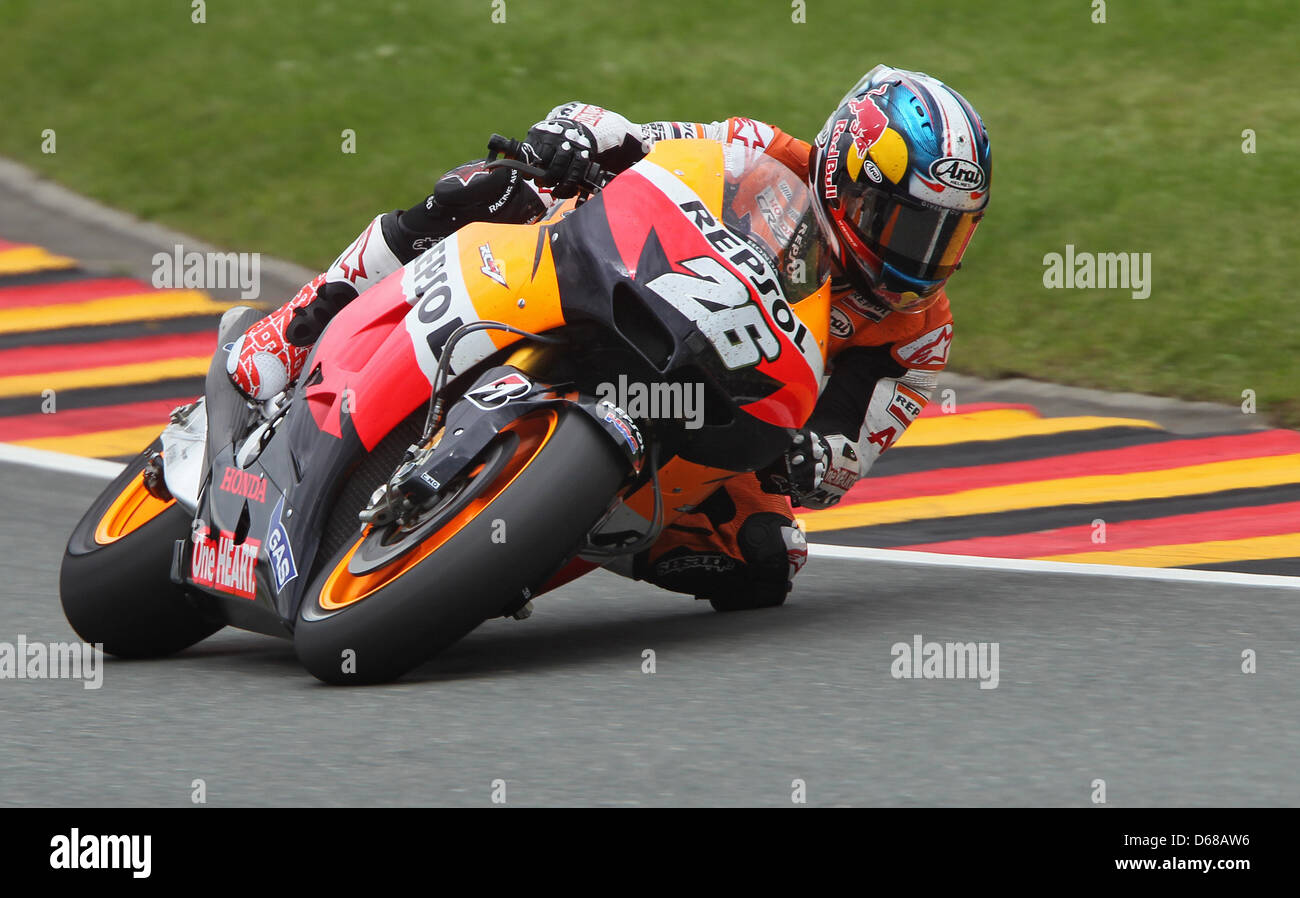 Spanish MotoGP rider Daniel Pedrosa of Team Repsol Honda races in the ...