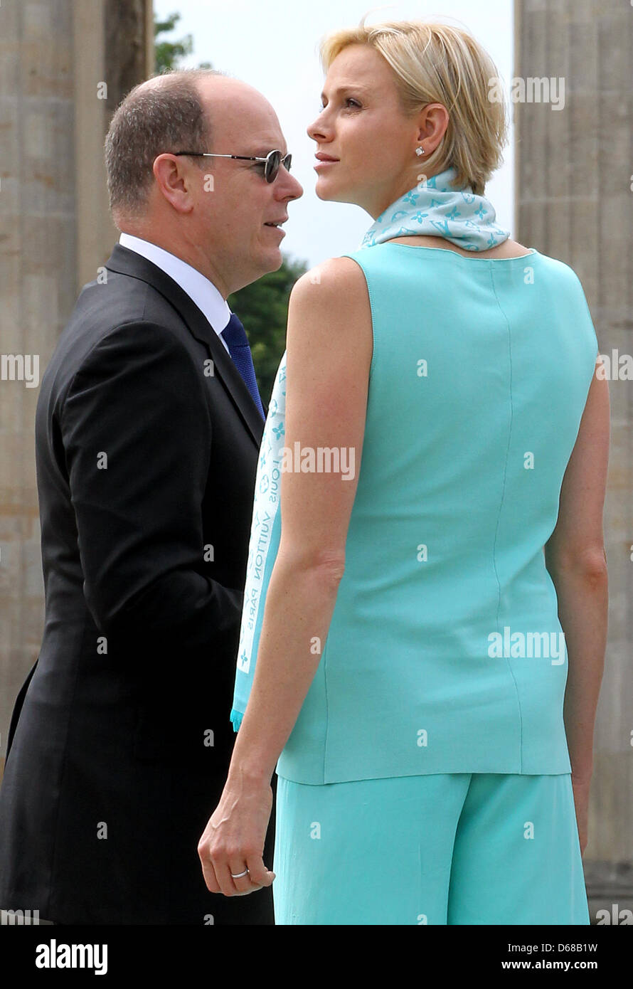 Prince Albert II of Monaco and his wife Charlene visit the Brandenburg ...