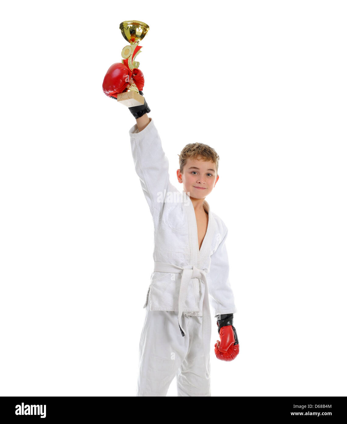 Young boy training karate Stock Photo - Alamy