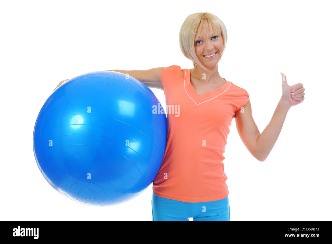 Young woman with blue ball Stock Photo - Alamy