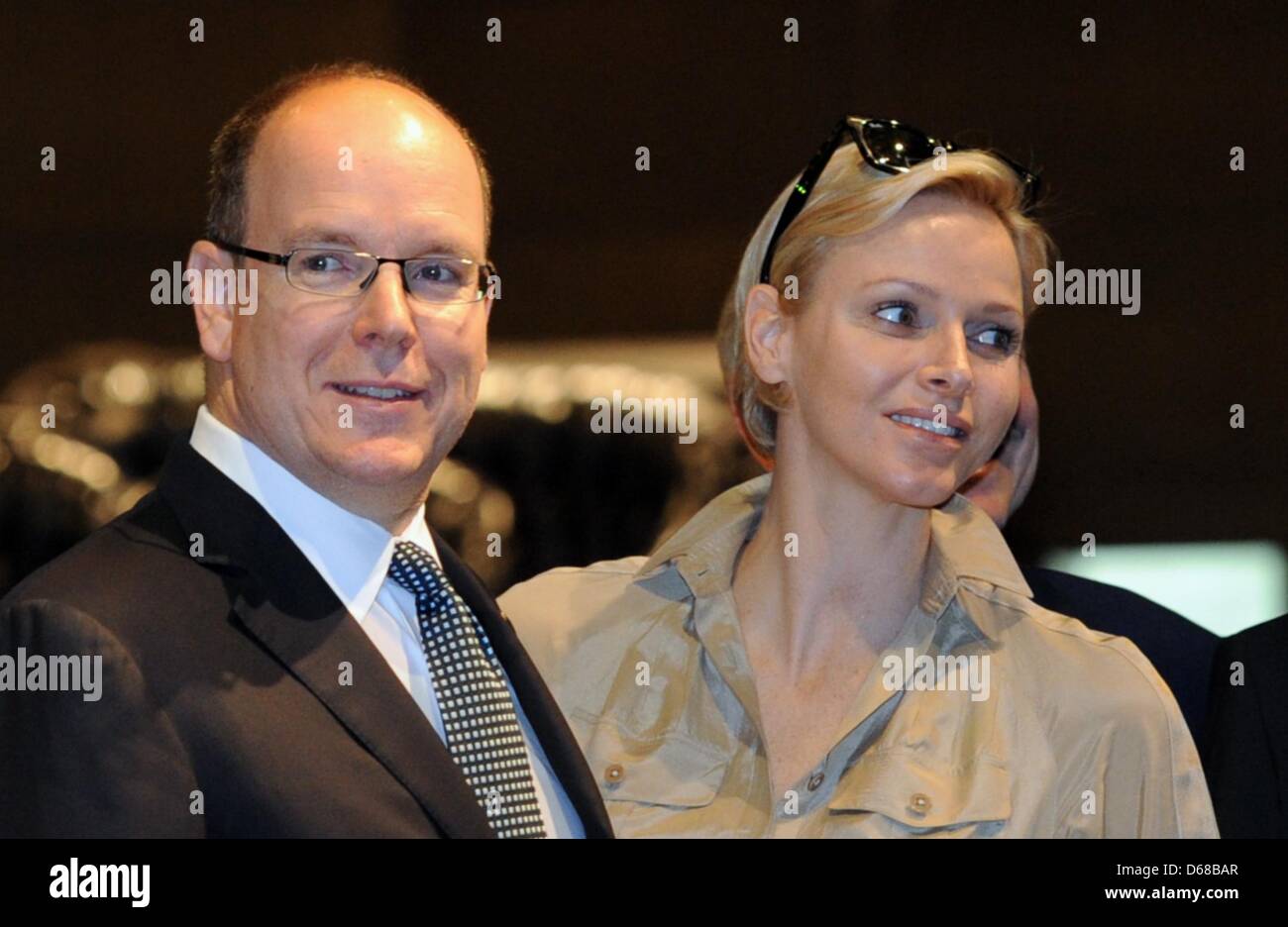 Prince Albert II of Monaco and his wife Charlene visit the Mercedes ...