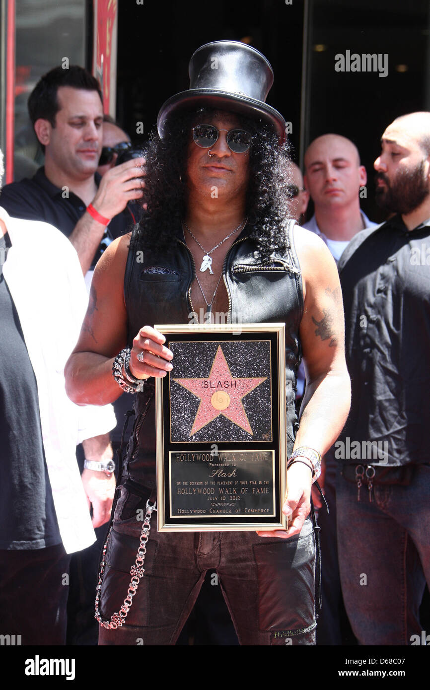 US musician Slash poses with his star on the Hollywood Walk of Fame ...