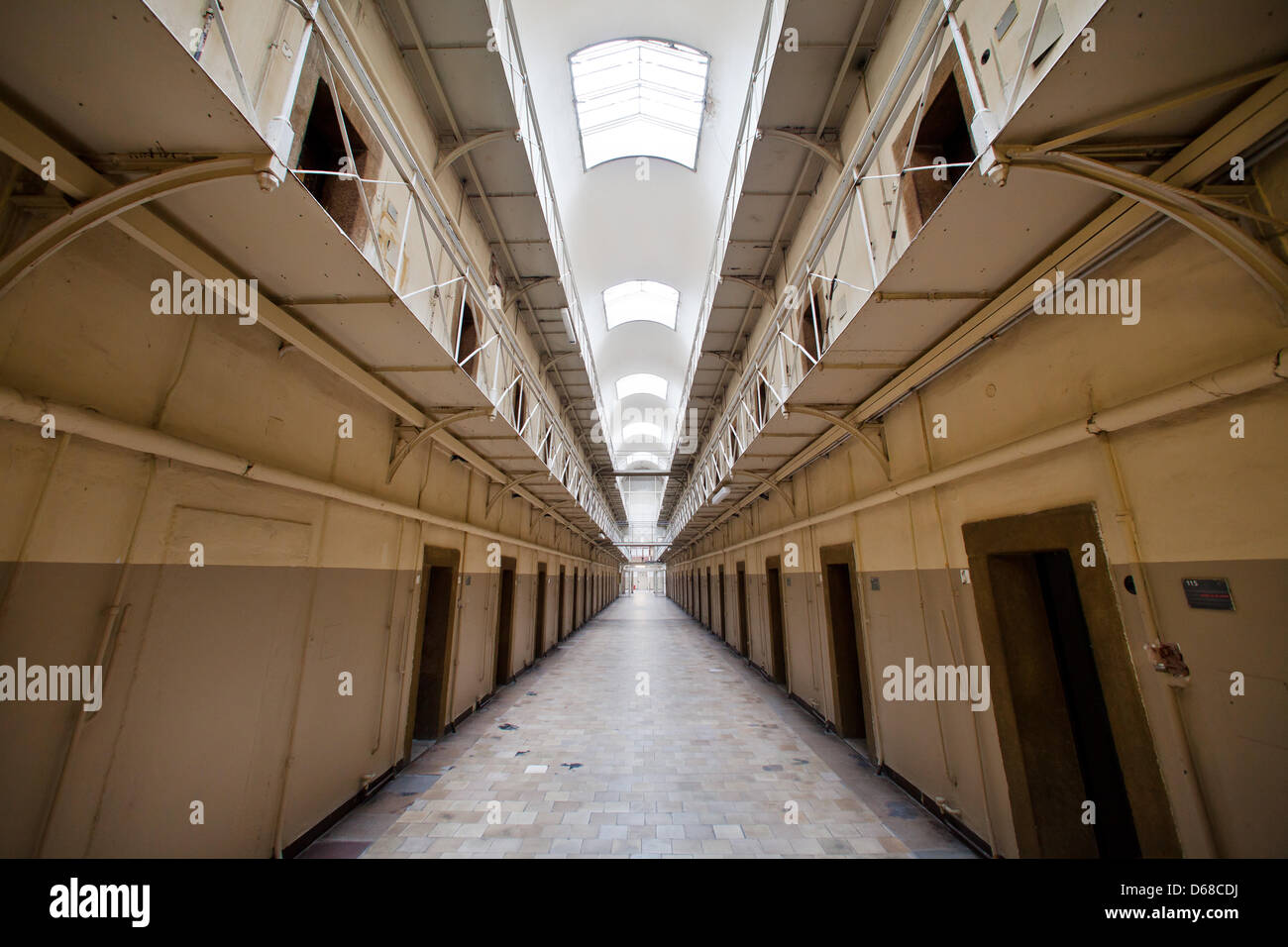 View of the cell wing of the former prison in Nuremberg, Germany, 03 ...
