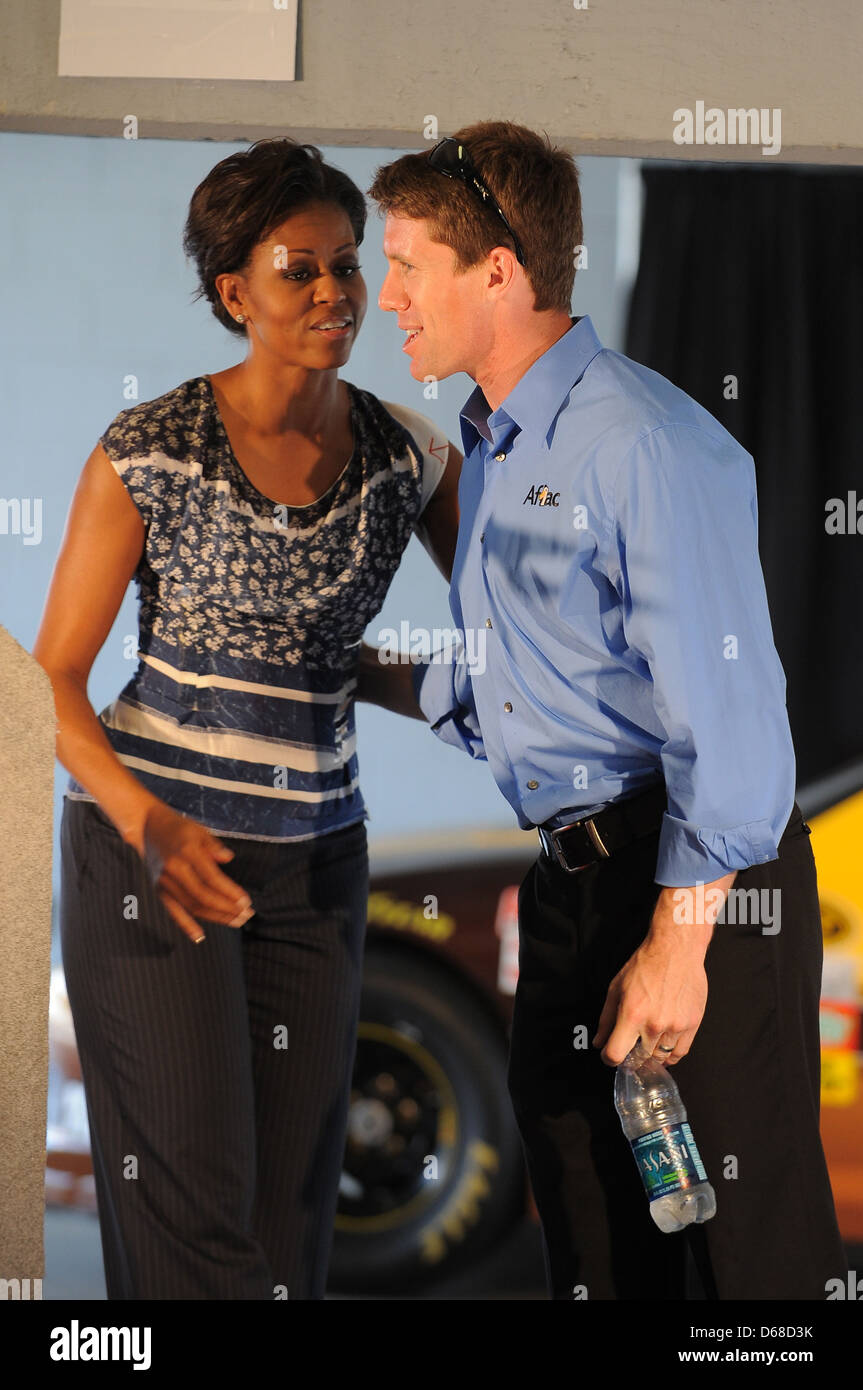 First Lady Michelle Obama appears at the Ford 400 at the Homestead ...
