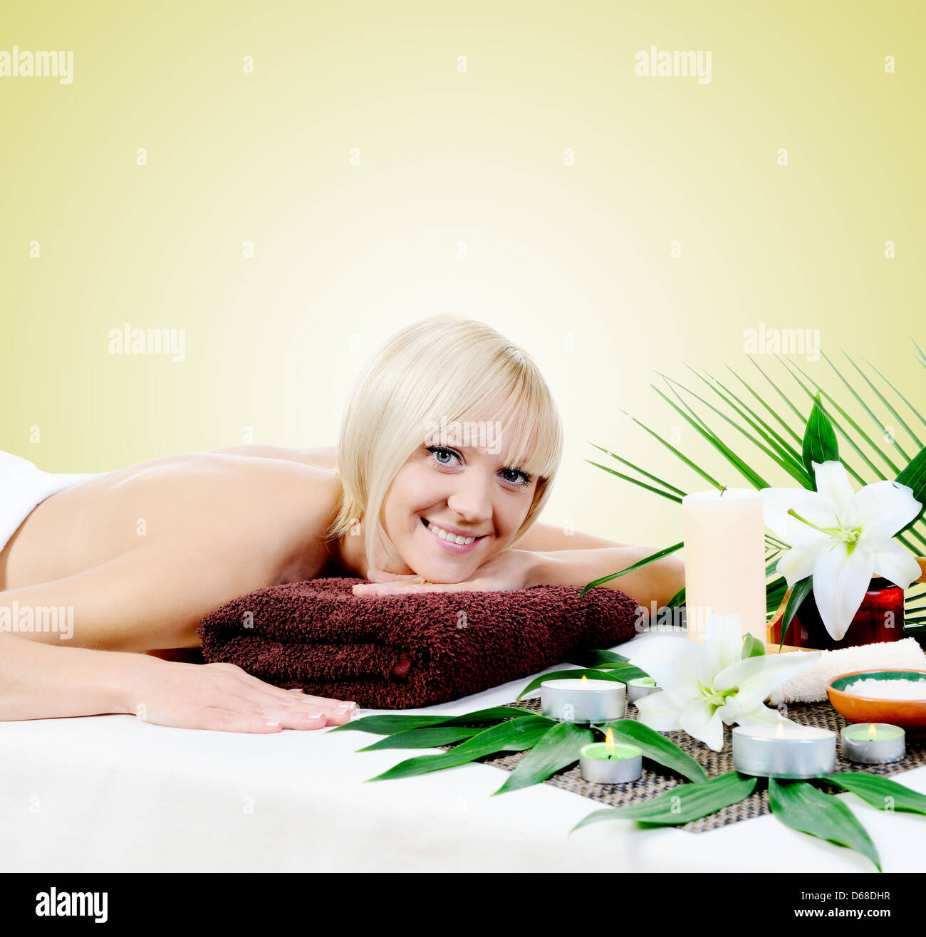 Young woman at spa procedure Stock Photo - Alamy