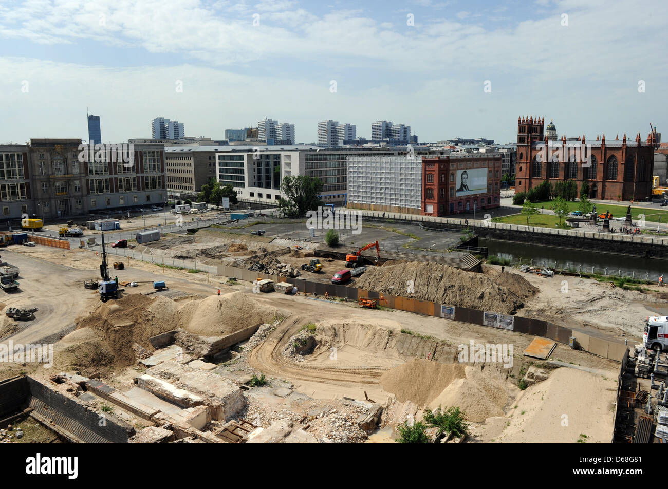 The construction work for the rebuilding of the City Palace is seen ...