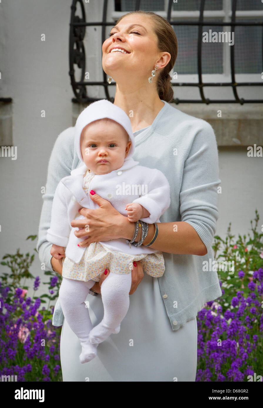 Swedish Crown Princess Victoria holds her daughter Princess Estelle at ...