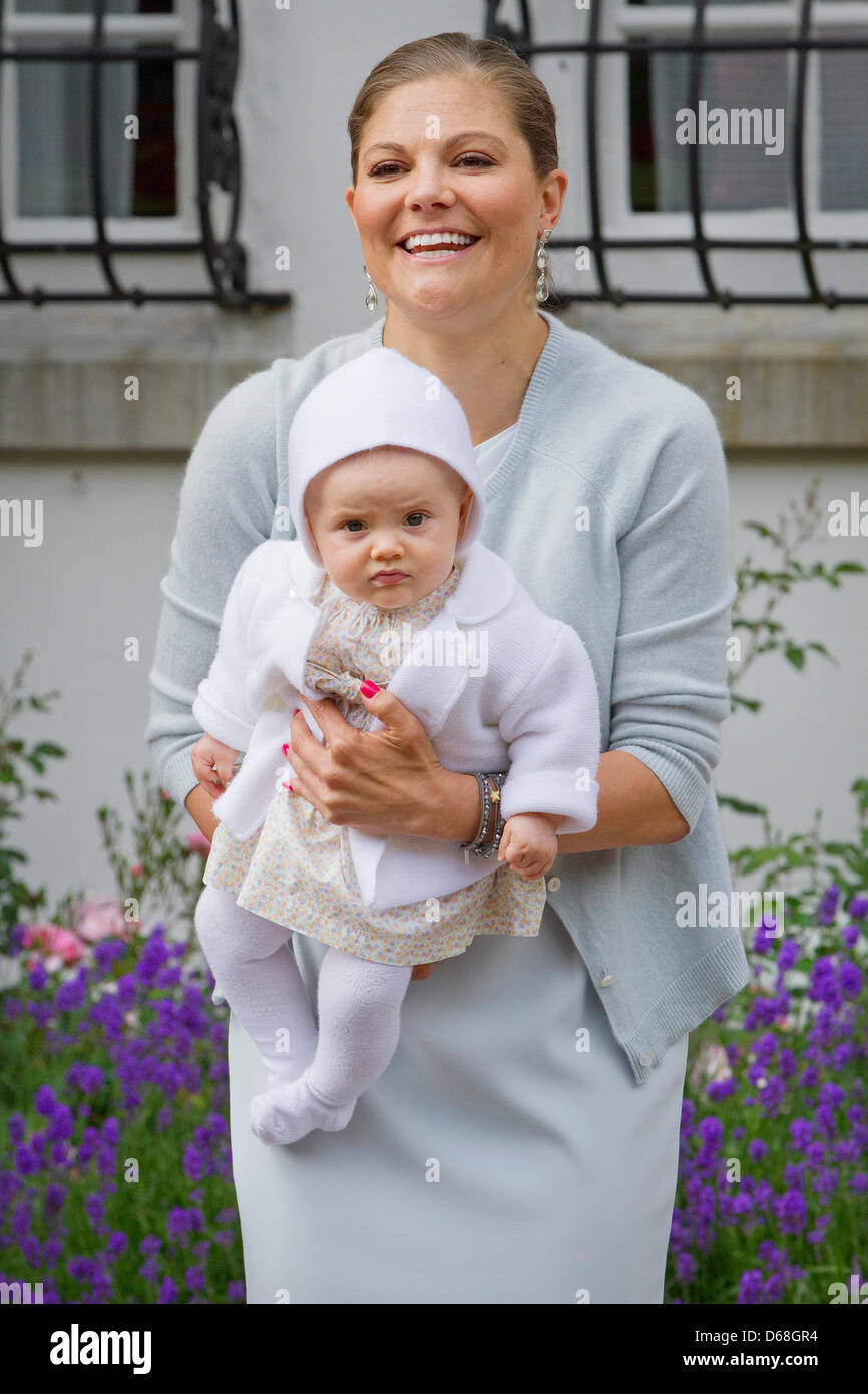 Swedish Crown Princess Victoria holds her daughter Princess Estelle at ...