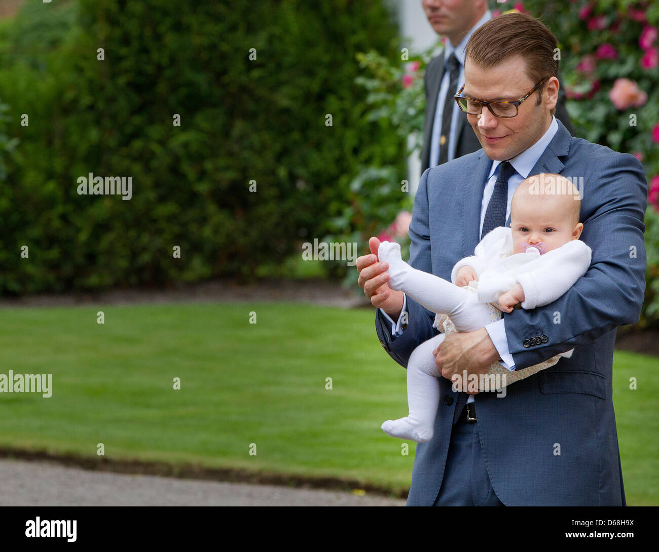 Swedish Prince Daniel with baby Princess Estelle at the courtyard of ...