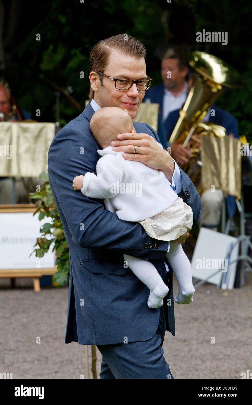 Swedish Prince Daniel with baby Princess Estelle at the courtyard of ...