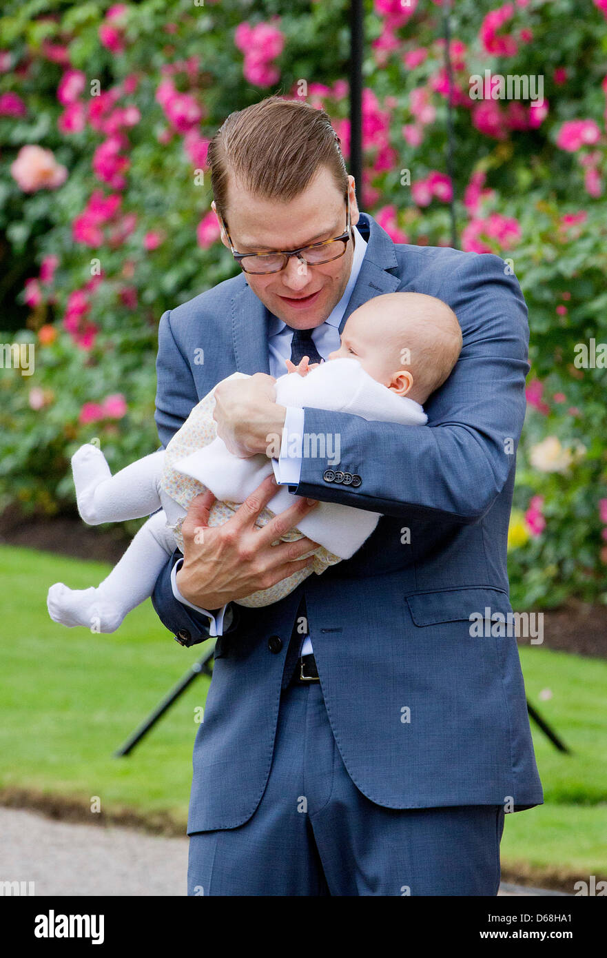 Swedish Prince Daniel with baby Princess Estelle at the courtyard of ...